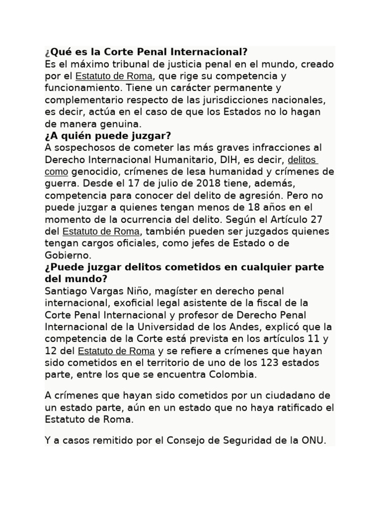 Qué Es La Corte Penal Internacional | PDF | Corte Criminal ...