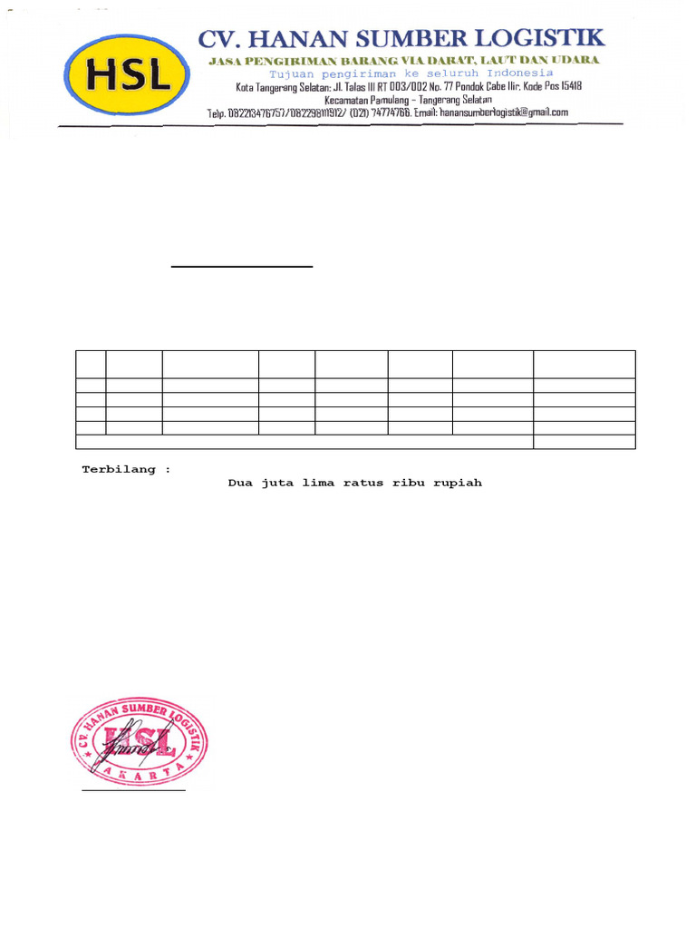 Invoice CV. Hanan Sumber Logistik to CV. INTERTECH MECHATAMA 261222 | PDF