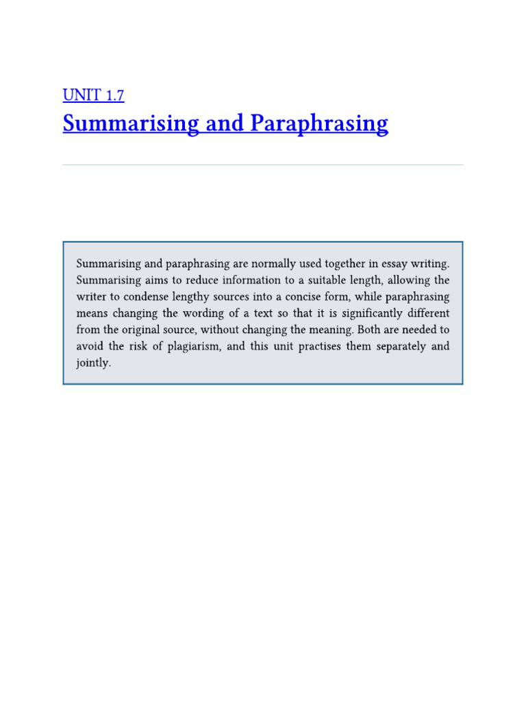 Summarising - Writing | PDF