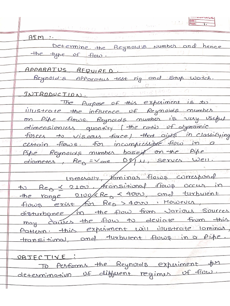 IFM LAB MODULE- Reynolds Number | PDF