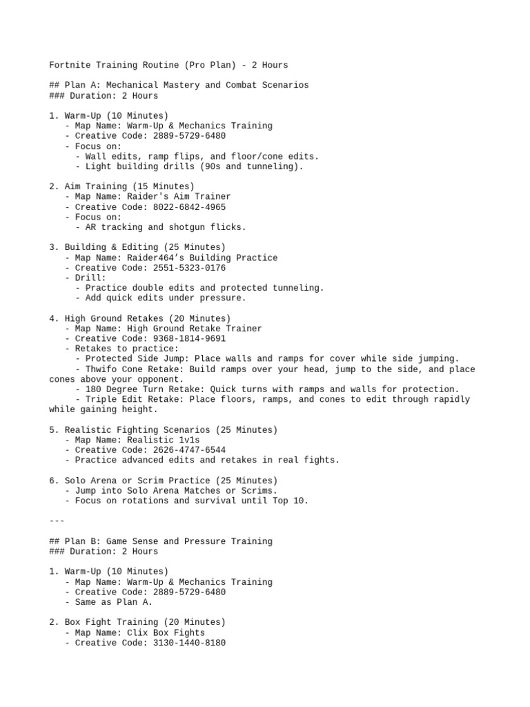 Fortnite Pro Training Routine Guide | PDF