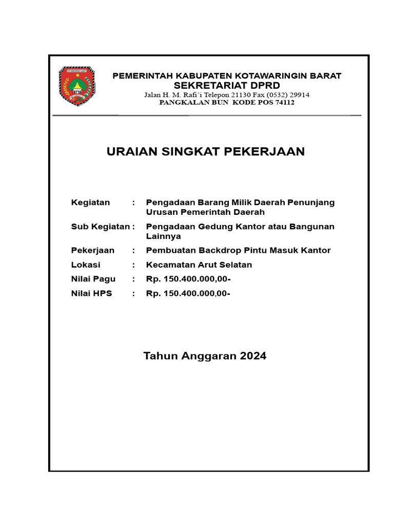 Uraian Pekerjaan Backdrop | PDF