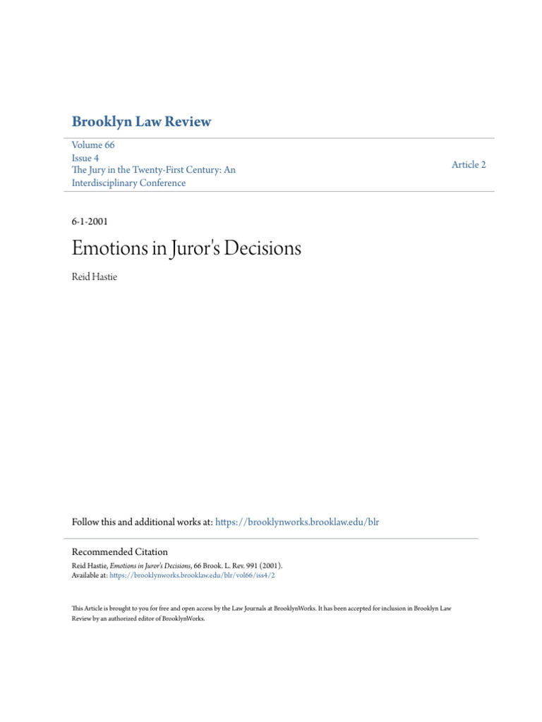 Emotions in Jurors Decisions | PDF | Emotions | Decision Making