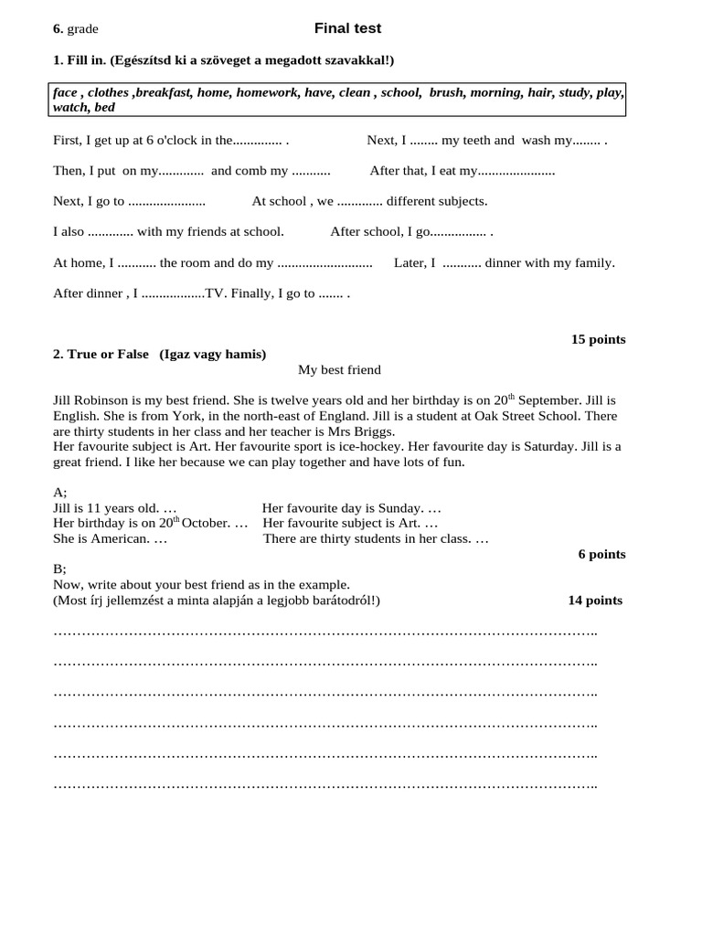 Final test six grade | PDF | Mouse