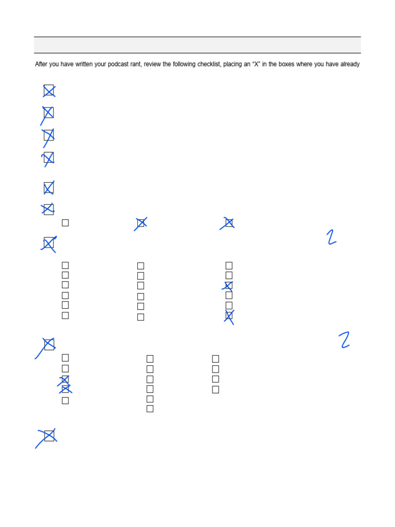 Task 3 I Personal Rant Assignment I Self-Assessment Script Checklist ...