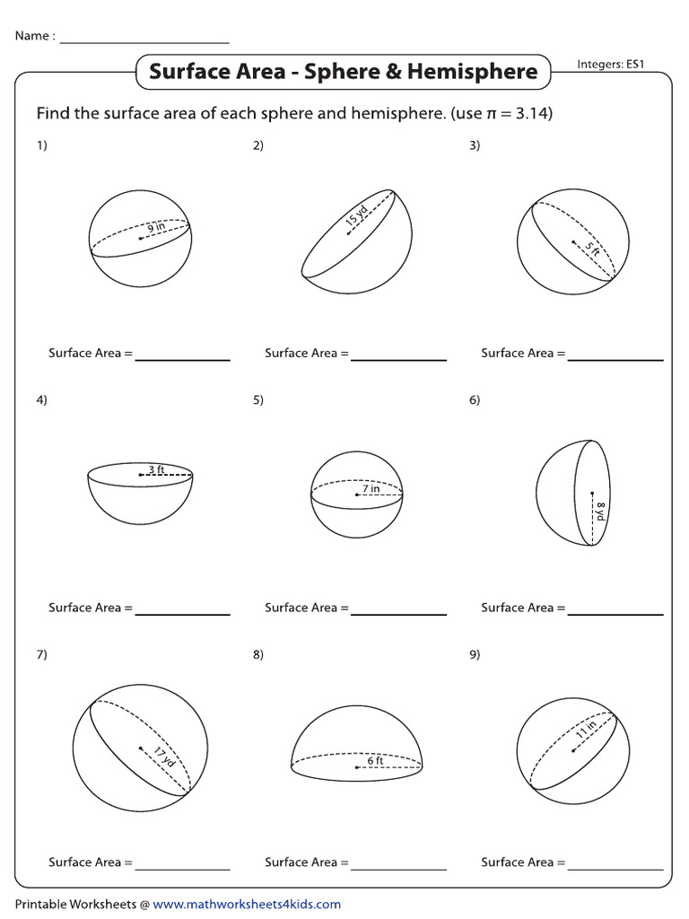 Surface Area of Spheres | PDF