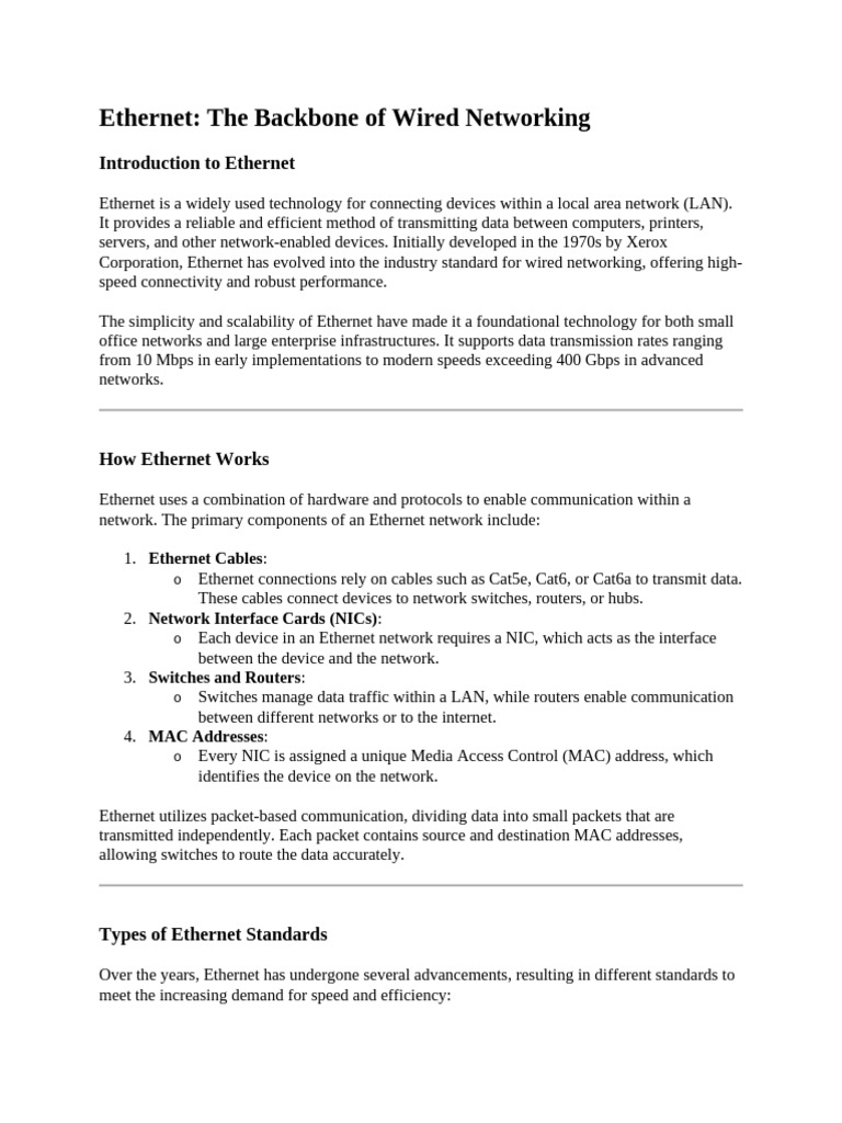 Ethernet | PDF | Computer Network | Ethernet