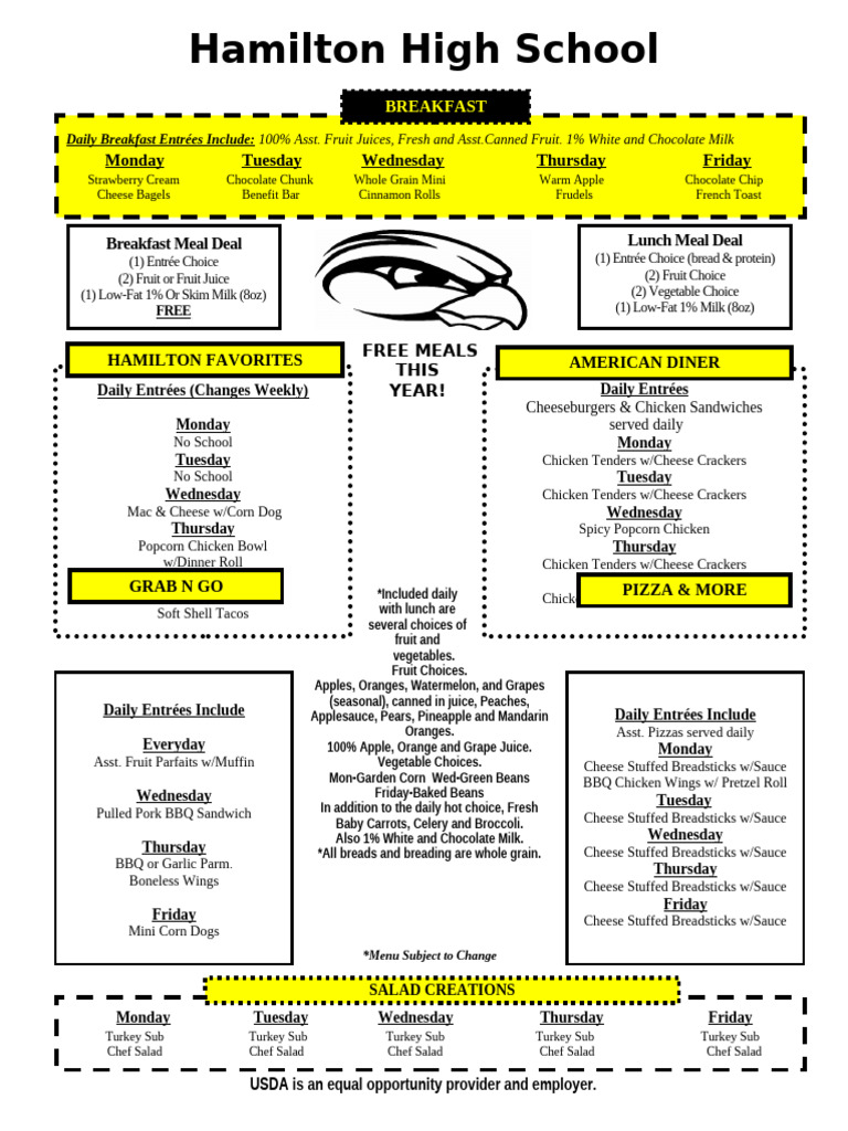 Hamilton High School Daily Meal Menu | PDF | Meal | Salad