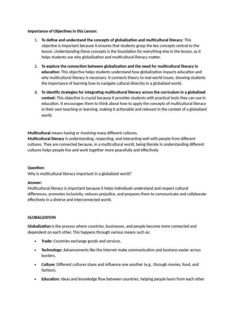 Globalization and Multicultural | PDF | Globalization | Learning