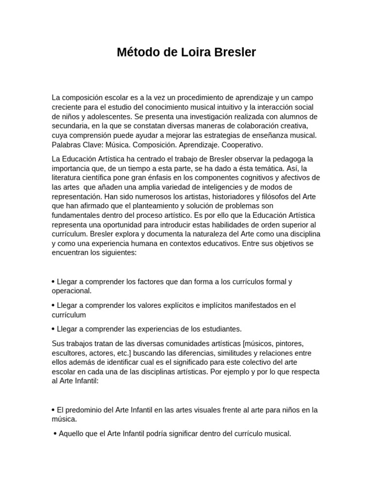 Método de Loira Bresler y Otros | PDF | Plan de estudios | Aprendizaje