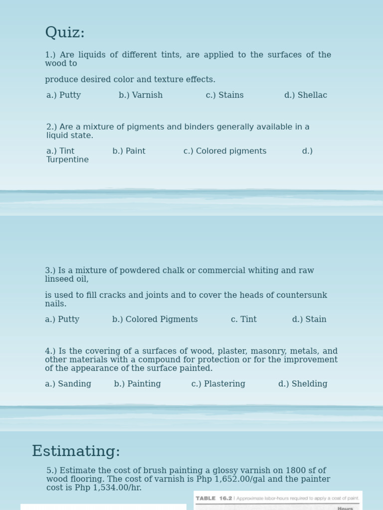 Quiz For Painting | PDF