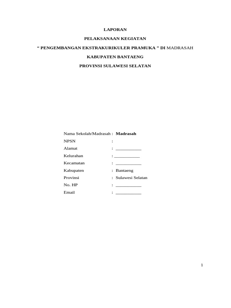 Laporan Program Ekstrakurikuler Madrasah | PDF