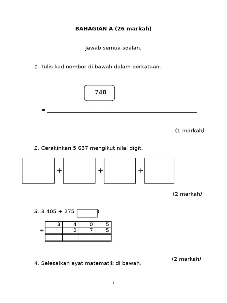 Kertas Ujian Uasa MT t3 | PDF