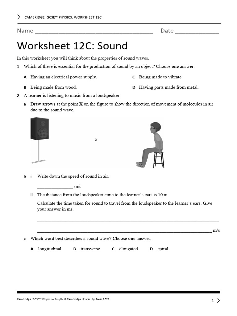 Sound Waves and Speed Measurement Worksheet | PDF | Sound | Waves