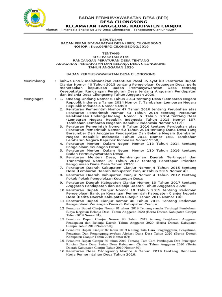 SK Persetujuan BPD | PDF