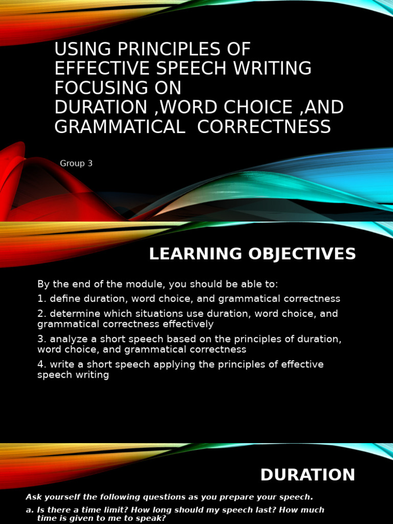 Effective Short Speech Writing Principles | PDF | Grammatical Number ...