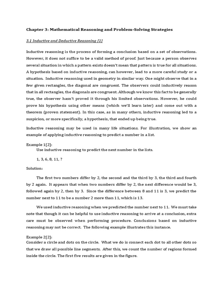 Chapter 3 - GE4 - Mathematics in Modern World | PDF | Inductive Reasoning | Deductive Reasoning