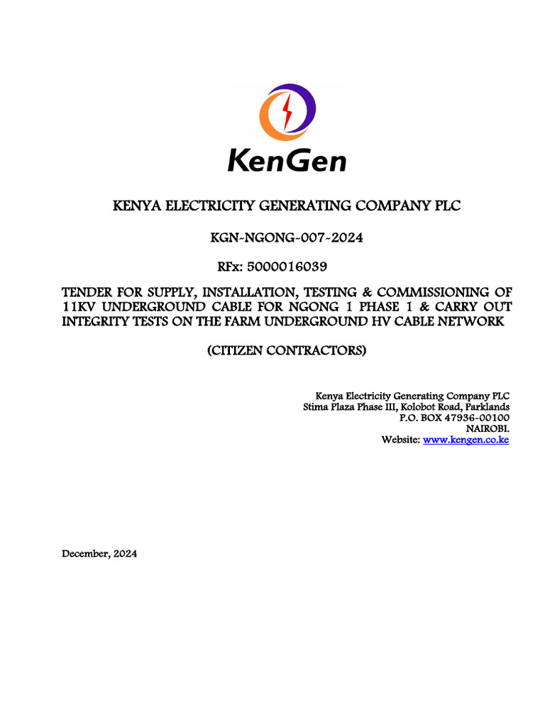 11KV Underground Cable Tender in Kenya | PDF | Joint Venture | Taxes