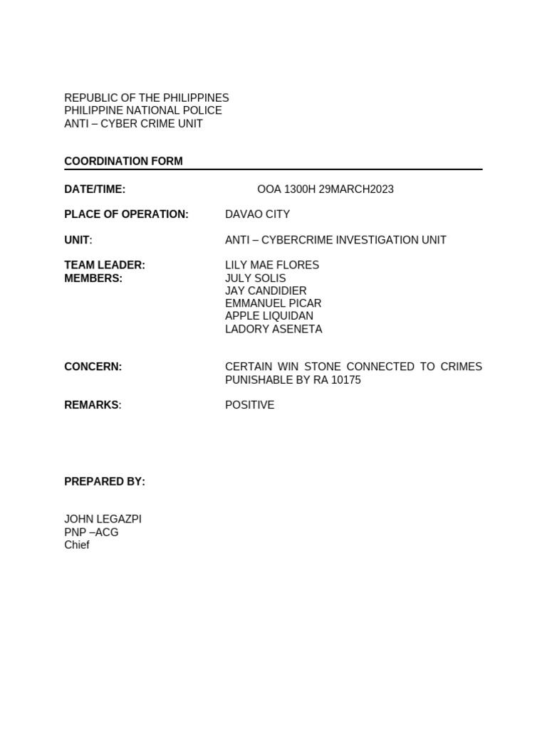 Coordination Report | PDF