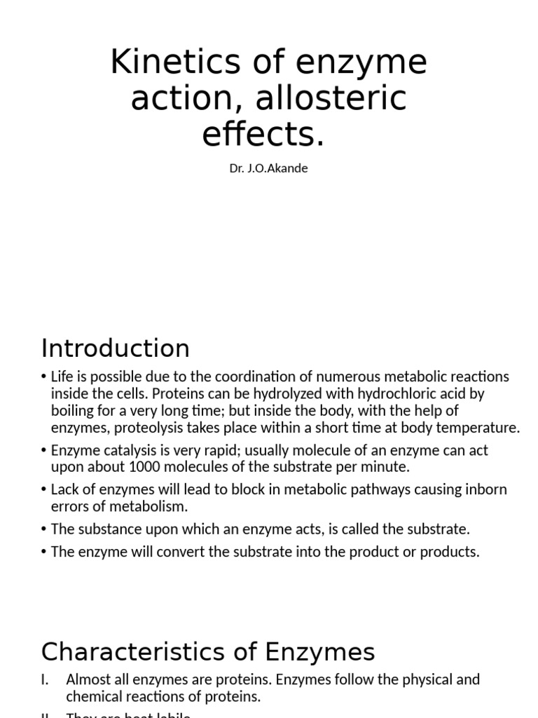 Kinetics of Enzyme Action, Allosteric Effects | PDF | Cofactor ...