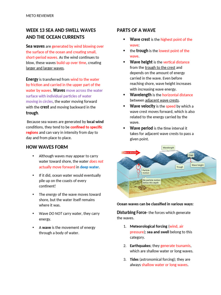 Week 13 Sea and Swell Waves and The Ocean Currents | PDF | Tide | Oceans