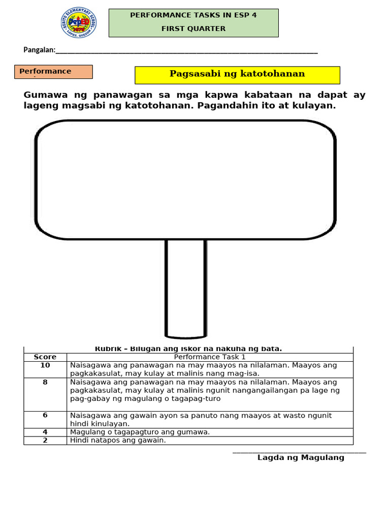 ESP 4 Performance Task | PDF