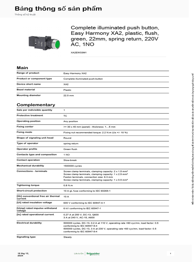 Schneider Electric_Easy-Harmony-XA2_XA2EW33M1 | PDF