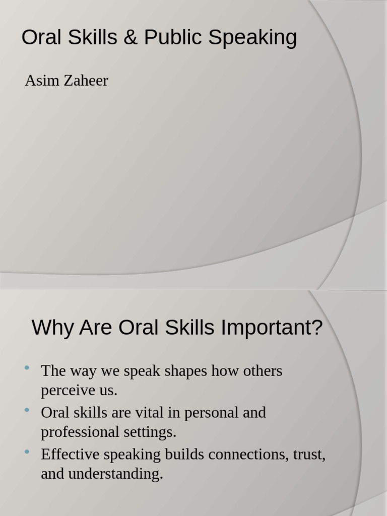 Oral Skills, Public Speaking and Interviewing Skills | PDF | Public Speaking | Nonverbal ...