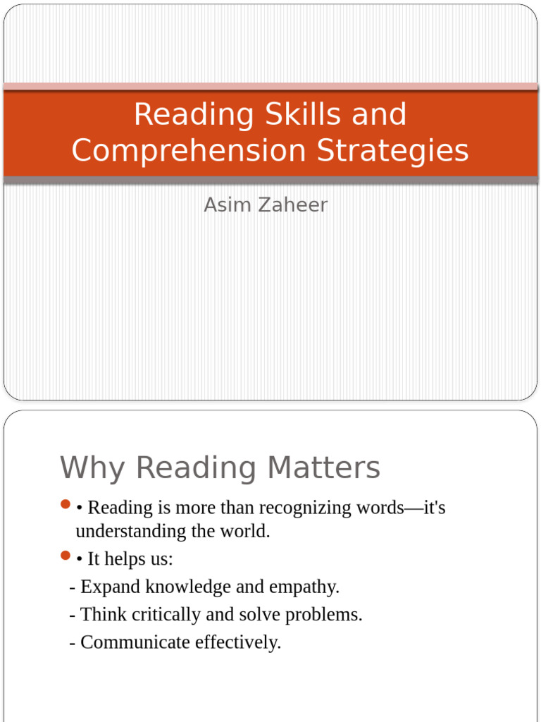 Reading Skills and Comprehension Strategies | PDF