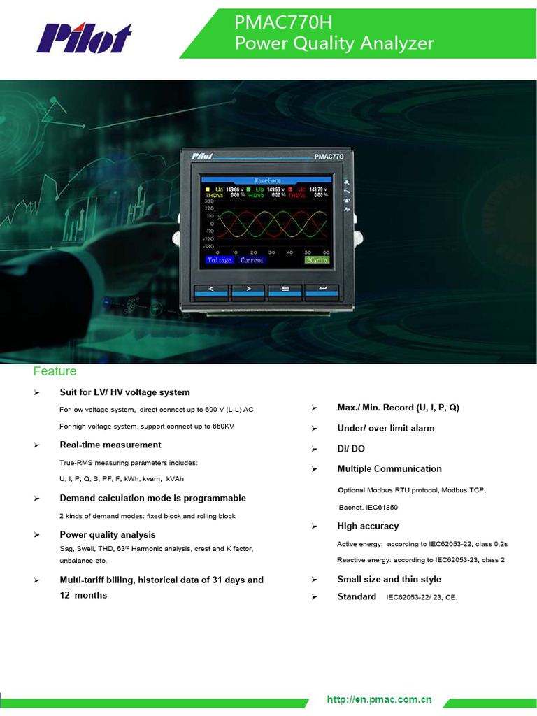 PMAC770H Power Quality Analyzer | PDF | Electrical Engineering | Power ...