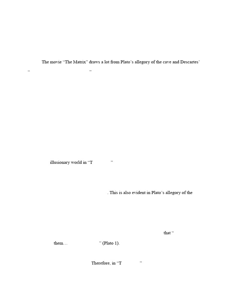 PHIL 201 Essay Plato, Descartes, and The Matrix | PDF | René Descartes ...