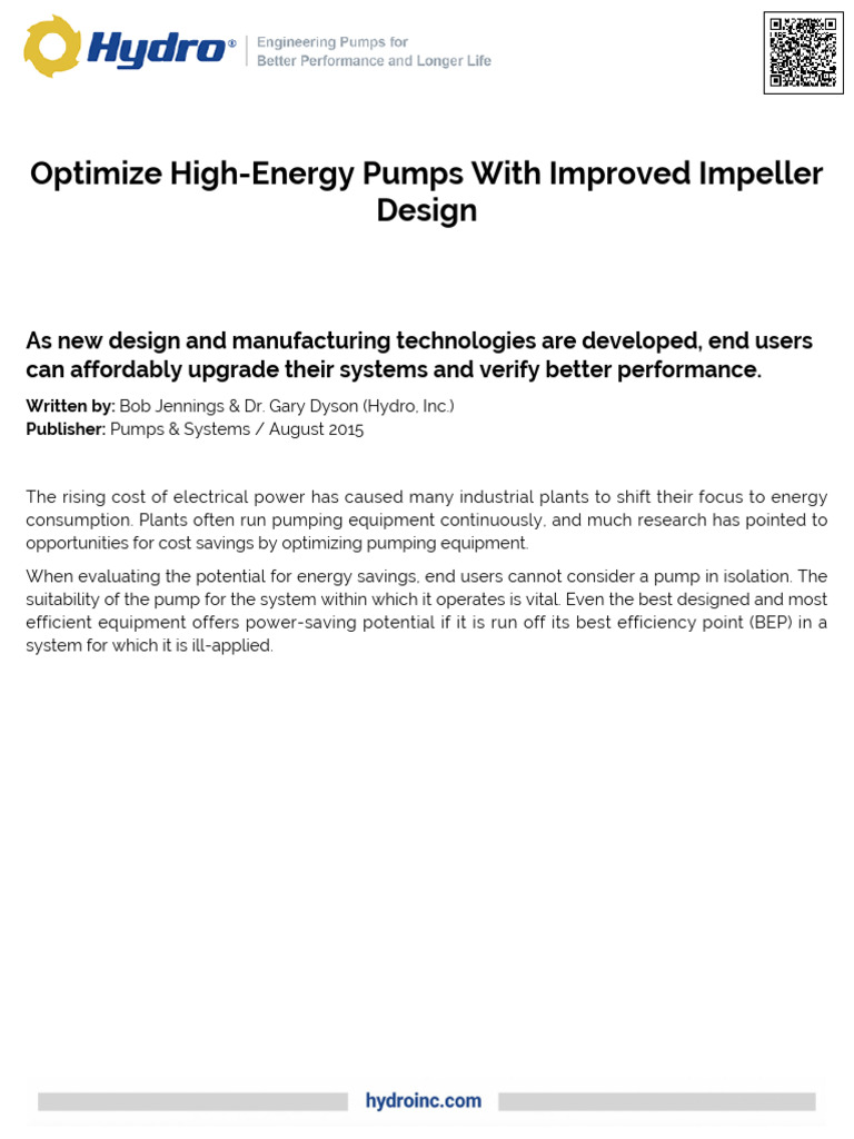 Optimize High Energy Pumps With Improved Impeller Design | PDF | Pump ...