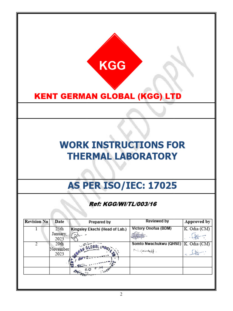 Thermal Lab Work Instructions ISO 17025 | PDF | Thermocouple ...