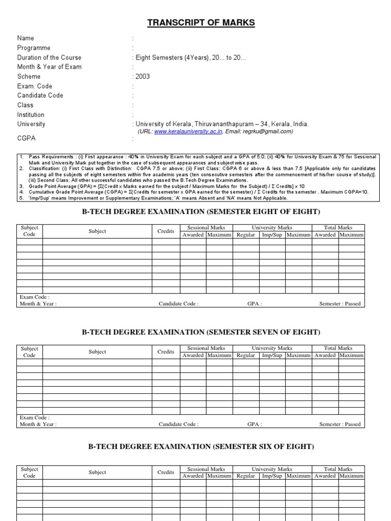 Application For Transcript of Marks (2003 Scheme) | PDF | Grading ...