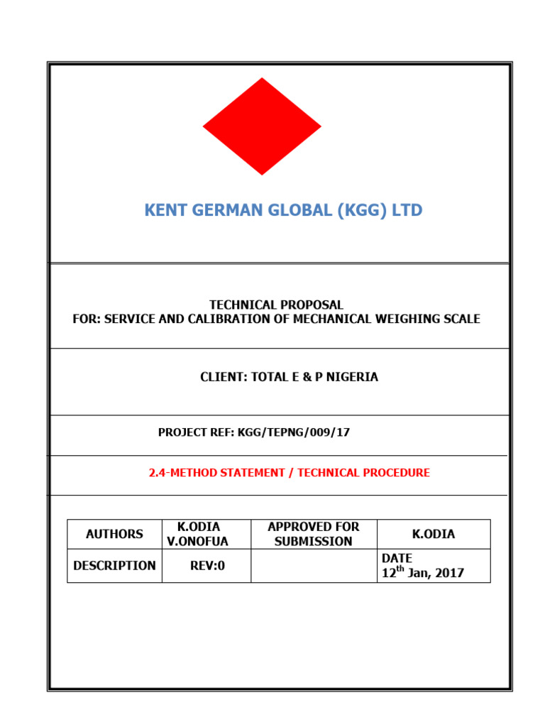 2.4 - Method Statement and Procedure For Weighing Scale | PDF ...