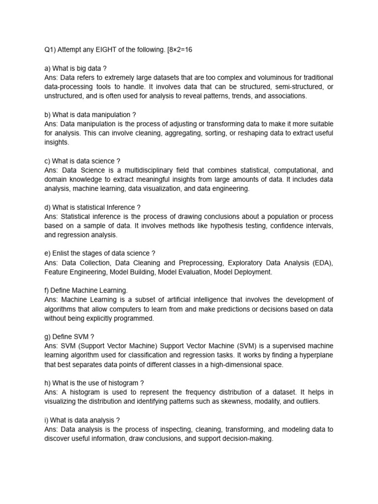 Big Data (Imp-Questions) | PDF | Data Analysis | Machine Learning