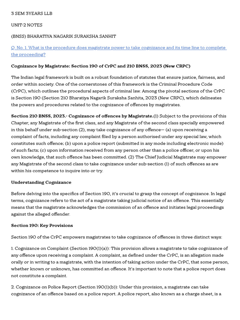Bnss Unit-2.docx - 20241216 - 101149 - 0000 | PDF | Bail | Magistrate