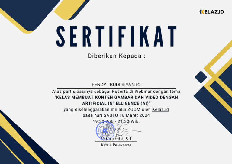 FENDY BUDI RIYANTO (SERTIFIKAT AI) | PDF
