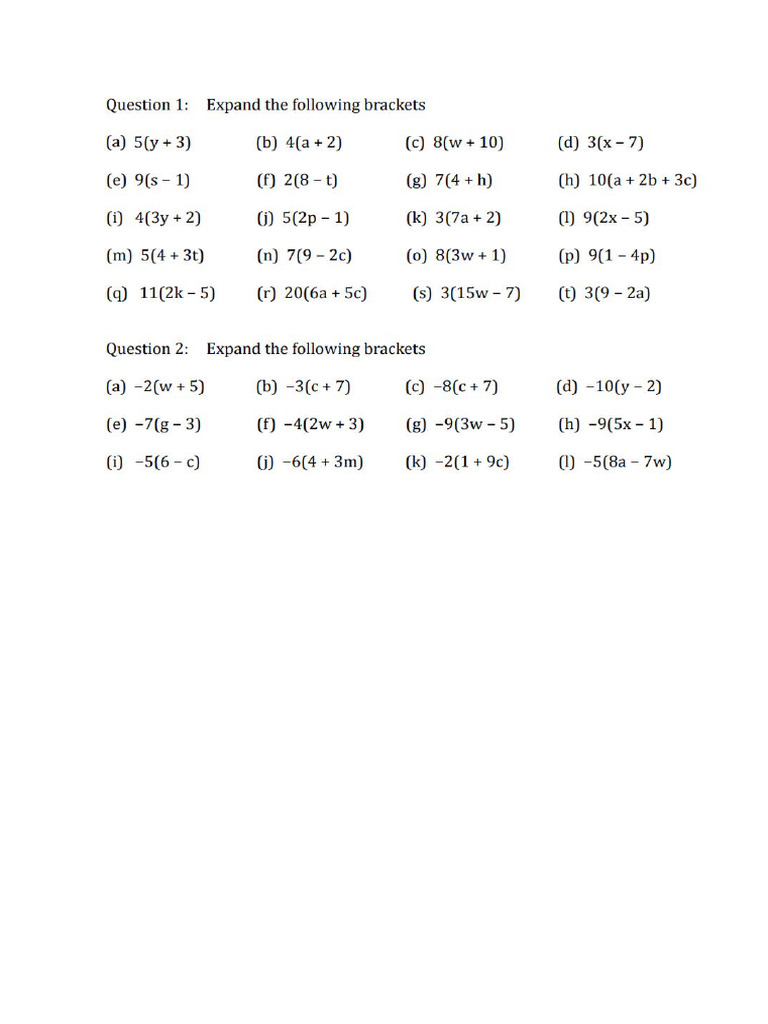 Expanding Single Brackets | PDF