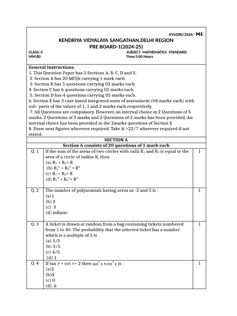 QP Maths X STANDARD SET3 | PDF | Geometric Shapes | Elementary Geometry
