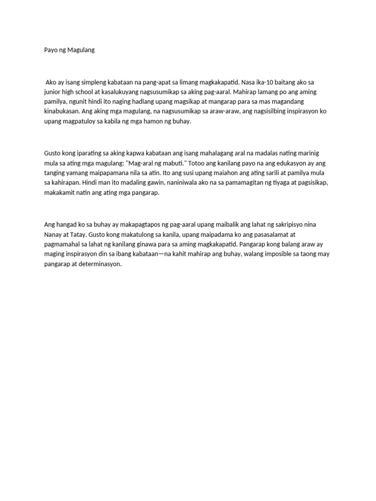 Payo NG Magulan-WPS Office | PDF