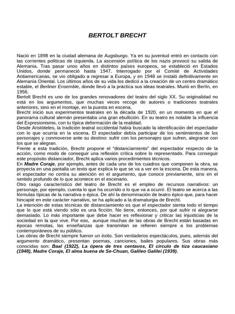 Bertolt Brecht | PDF | Teatro