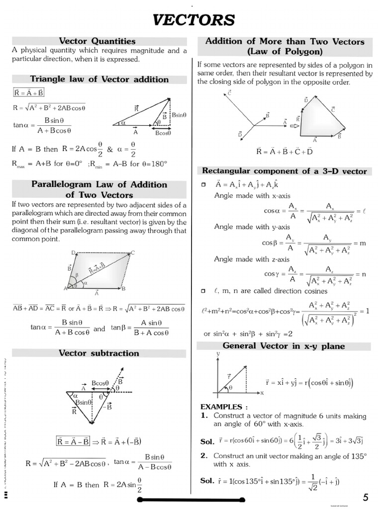 Formulas - Vectors | PDF