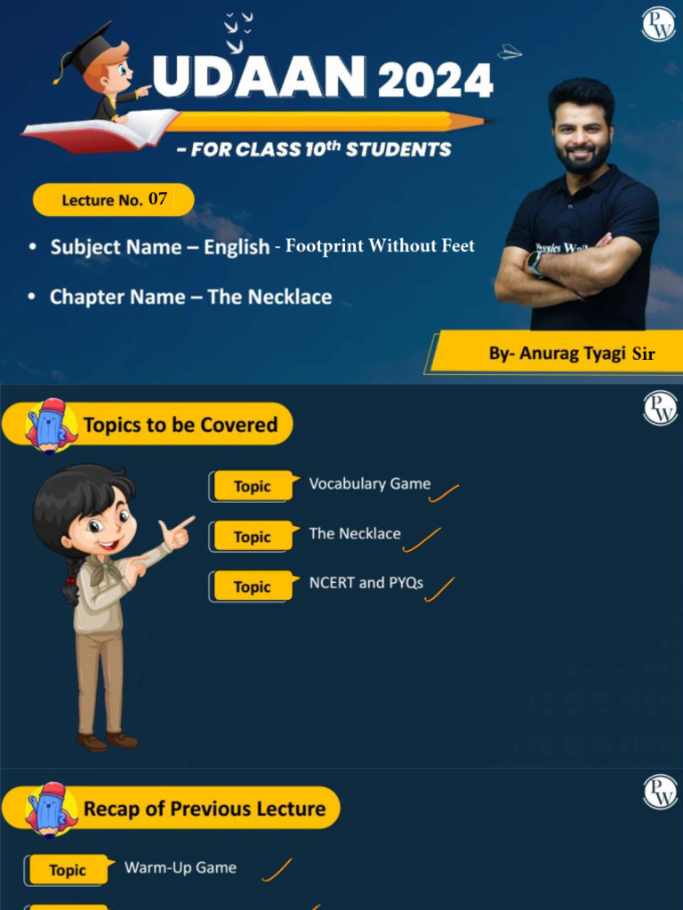 Footprint Without Feet 07 - CH 07 - The Necklace - Class Notes - (Udaan ...