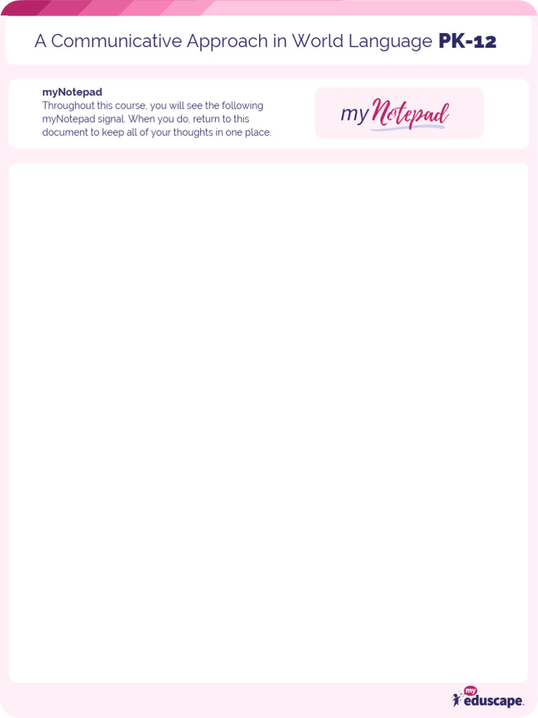 A Communicative Approach in World Language MiniCourse - Mynotepad | PDF