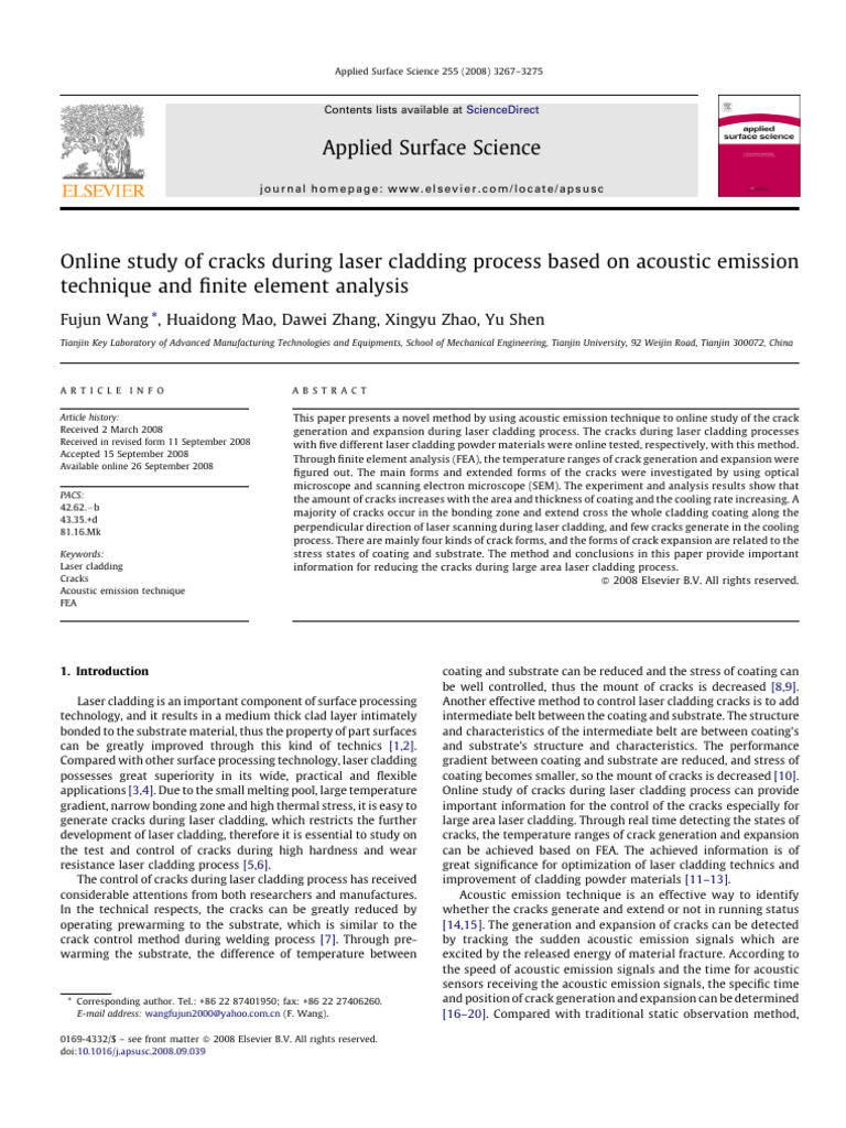 Rf00107-Online study of cracks during laser cladding process based on ...
