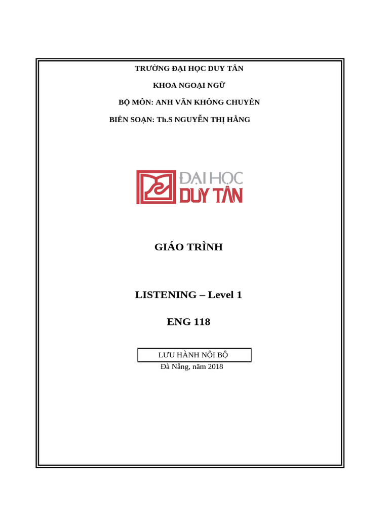 Giao Trinh Listening Level 1-1-1729964052 | PDF