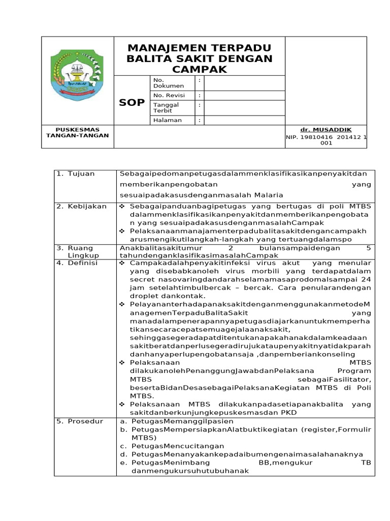 SOP MTBS Dengan Demam Campak | PDF