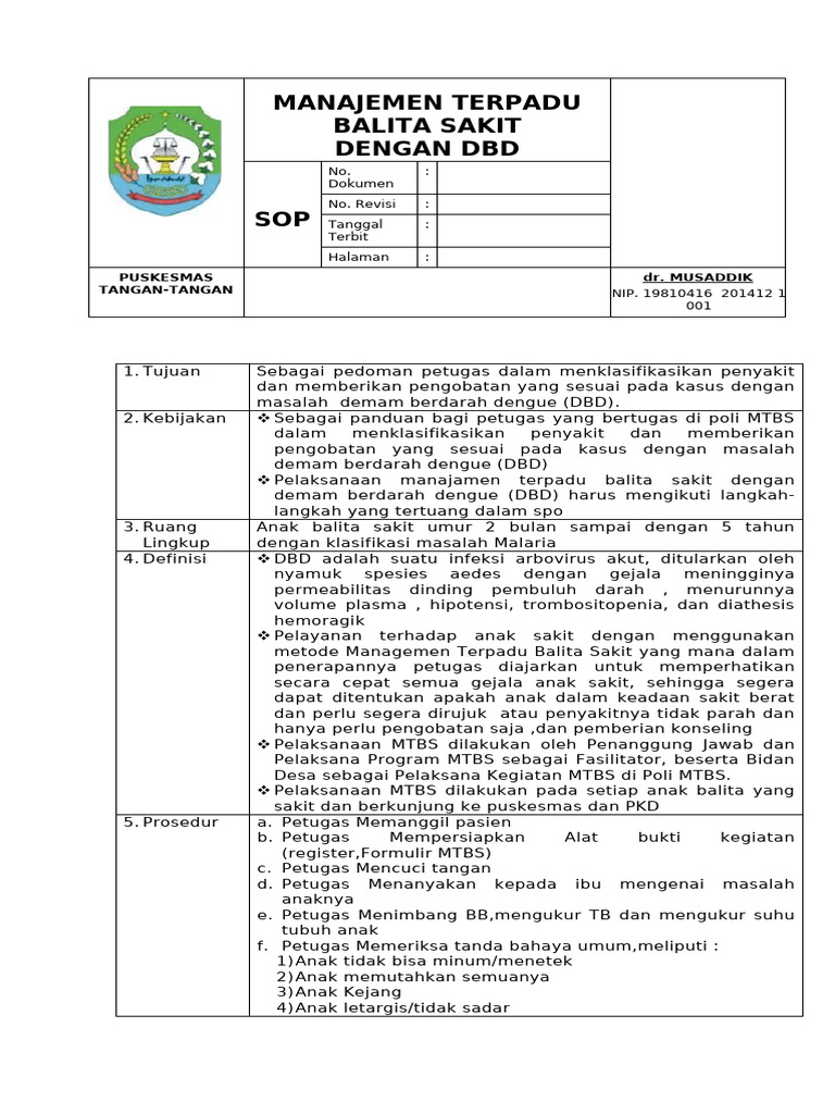 SOP MTBS Dengan DBD | PDF