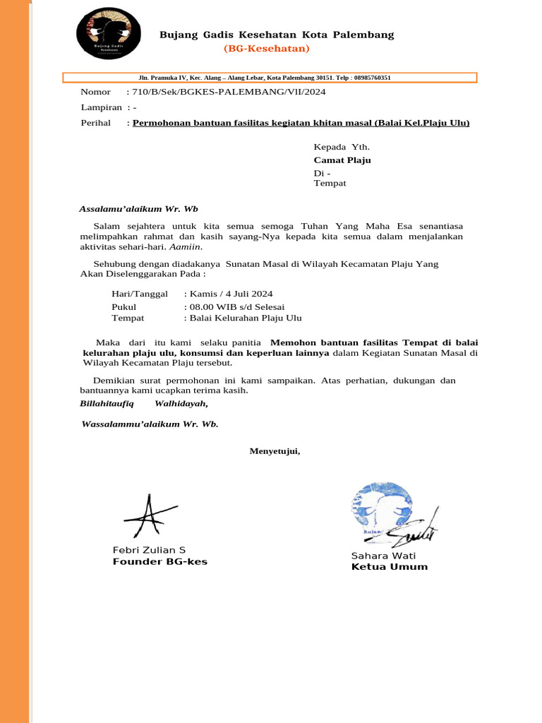Permohonan Fasilitas Sunatan Masal | PDF